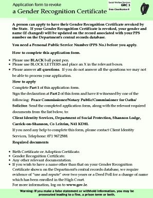 Fillable Online Gender Recognition Certificate Application Form GRC Fax Email Print PdfFiller