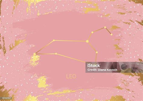 골드 레오 별 브러쉬의 손으로 그린 카드 별자리 천체 공간 조디악 별자리 기호 스타 점성술 점성술 기호 아이콘 매직 스페이스 은하 벡터 스케치 일러스트레이션 1위에 대한