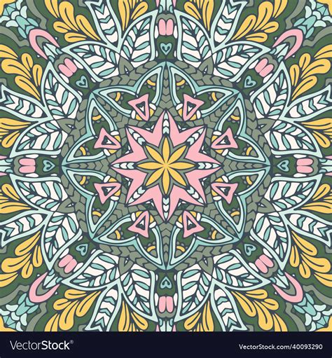 Abstract Geometric Floral Mandala Colorful Vector Image
