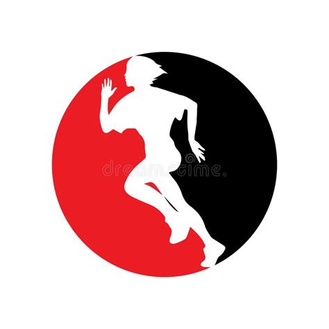 Running Woman Side View Vector Illustration Inside The Shape Of