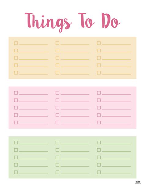 Pretty Printable To Do List