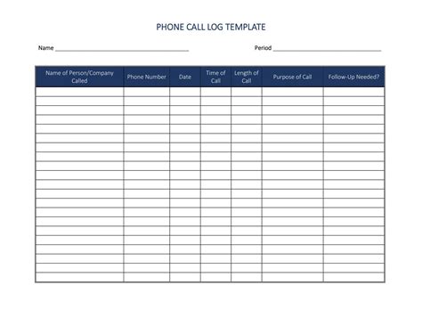 Free Printable Call Log Templates Word Excel Pdf