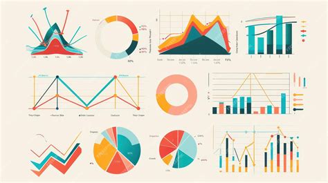 colorful data visualization with charts and graphs premium ai