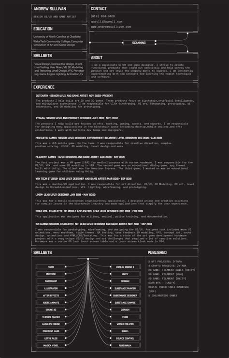 Andrew Sullivan On Linkedin Resume Uiuxdesign Gamedesign Uiart