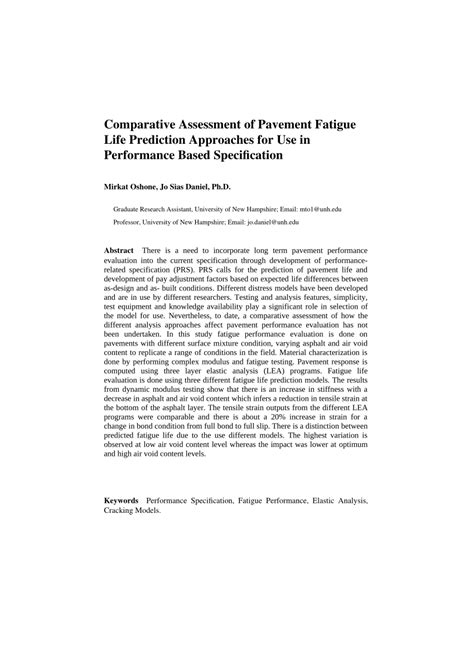 Pdf Comparative Assessment Of Pavement Fatigue Life Prediction