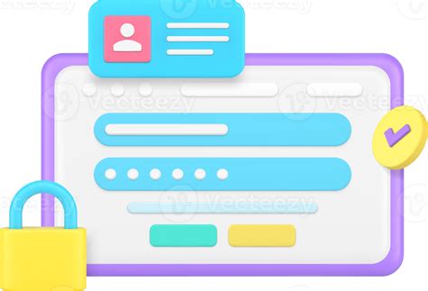 Personal Data Security Web Access Password Protection Internet Browser Lock 3d Icon Realistic