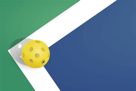 Pickleball Background With A Yellow Ball Over The Field Line