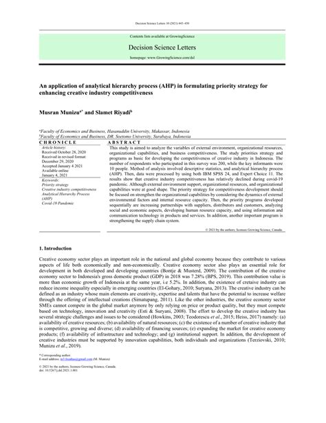 Pdf An Application Of Analytical Hierarchy Process Ahp In