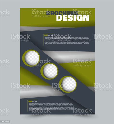 비즈니스 전단지 서식 파일 A4 크기입니다 브로셔 디자인입니다 연례 보고서 커버입니다 벡터 일러스트입니다 그린 색상입니다 0명에 대한 스톡 벡터 아트 및 기타 이미지