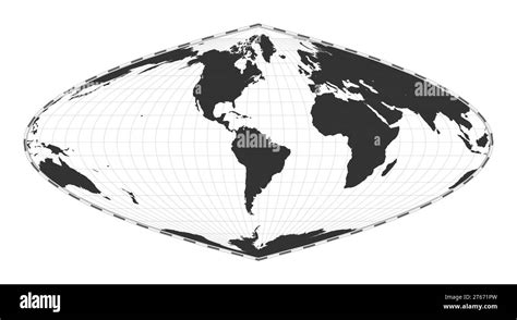 Vector World Map Craster Parabolic Projection Plain World Geographical Map With Latitude And