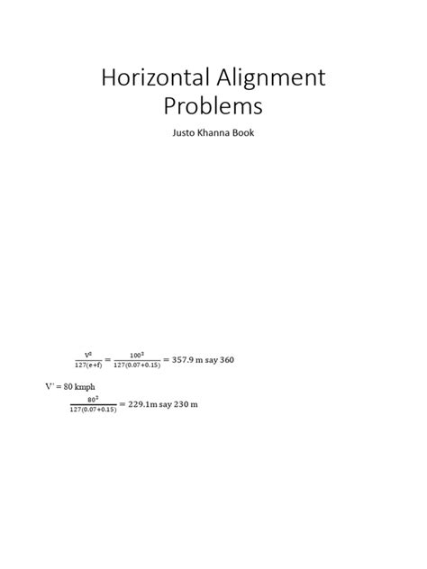 Horizontal Alignment Problems 1 Pdf Acceleration Land Transport