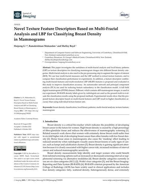 Pdf Novel Texture Feature Descriptors Based On Multi Fractal Analysis And Lbp For Classifying
