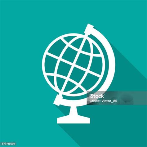 긴 그림자에 있는 지구본 아이콘입니다 평면 디자인 스타일입니다 0명에 대한 스톡 벡터 아트 및 기타 이미지 0명 개념 구 Istock