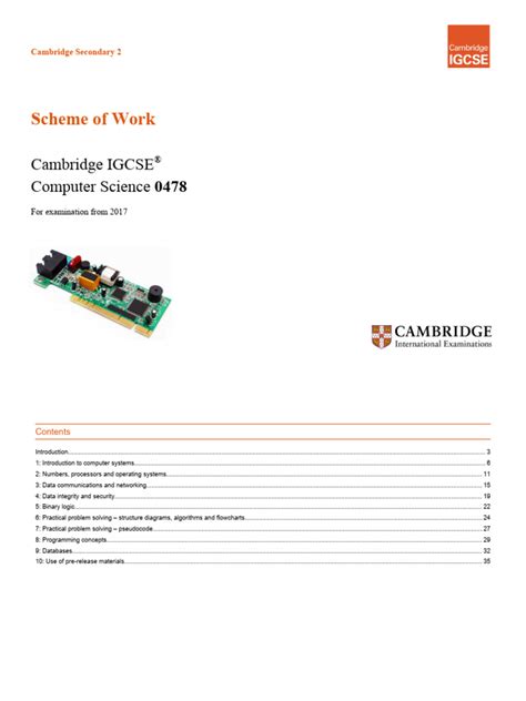 0478 Scheme Of Work For Examination From 2017 Pdf Data