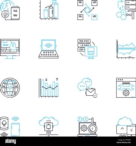 data backup linear icons set recovery restore archive protect