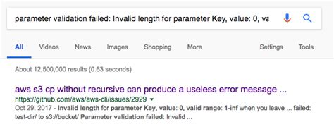 aws s3 cp without recursive can produce a useless error message · issue