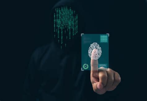 Premium Photo Hacker Is Scanning Fingerprints In The Dark Concept Of