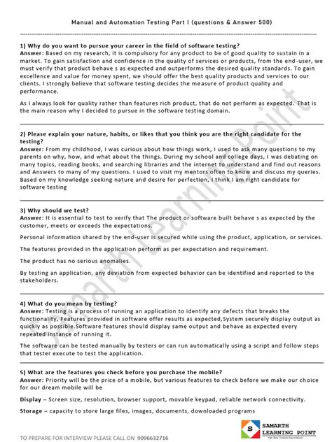 Interview Qanda 500manual Automation Testing Download Free Pdf