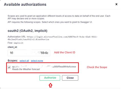 Enable OAuth Authorization Using Azure AD And Swagger In Net