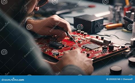 Microelectronics Engineer Designing New Chips Stock Illustration Illustration Of Motherboard