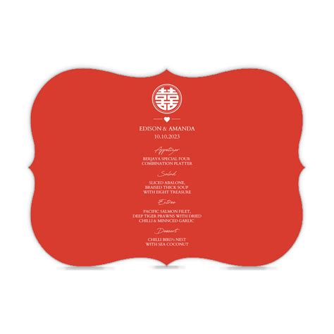 Oriental Engagement Menu Cards Greeting Cards China