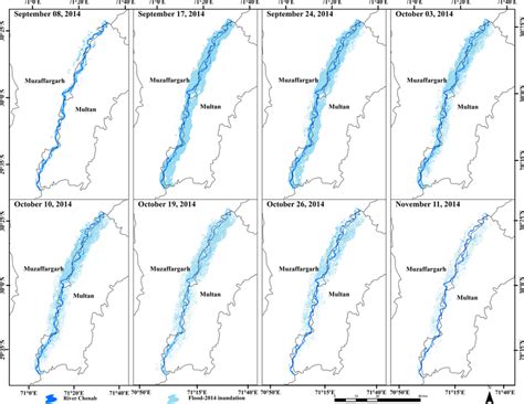 Spatio Temporal Flooded Areas Extent From Pre Flood To Post Flood Using