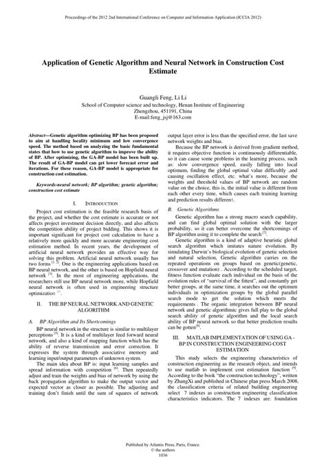 Pdf Application Of Genetic Algorithm And Neural Network In Construction Cost Estimate