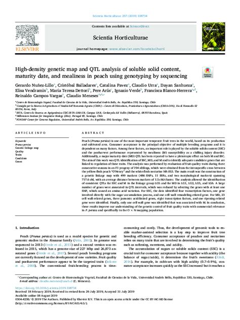Pdf High Density Genetic Map And Qtl Analysis Of Soluble Solid Content Maturity Date And