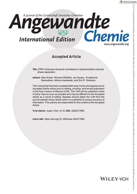 Pdf Atrp Enhances Structural Correlations In Polymerization‐induced Phase Separation