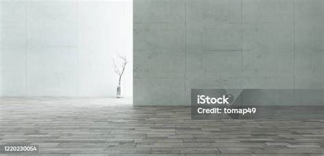 콘크리트 벽과 나무 바닥 현실적인 3d 렌더링 백라이트 빈 방 바닥재에 대한 스톡 사진 및 기타 이미지 바닥재 3차원 형태 설계도 Istock