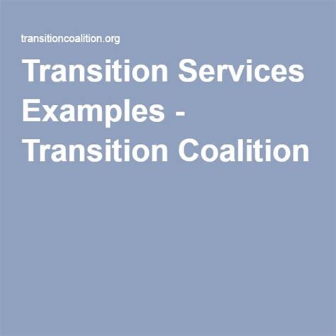 Transition Services Examples Transitional Example How To Plan
