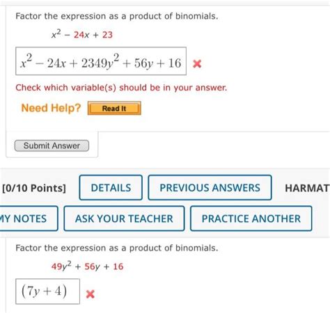 Solved Factor The Expression As A Product Of Binomials