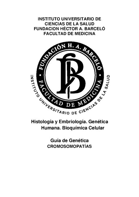Guía Cromosomopatías Apunte De Genética Acerca De Las Cromosopatías