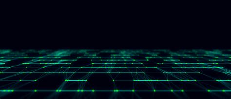 검은색 배경에 초록불이 켜진 추상 그리드 움직이는 점과 선이 있는 과학 배경 네트워크 연결 기술 입자가 있는 디지털 구조 3d 렌더링 0명에 대한 스톡 사진 및 기타 이미지