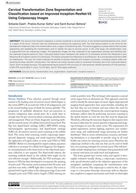Pdf Cervical Transformation Zone Segmentation And Classification Based On Improved Inception