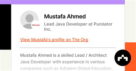 mustafa ahmed lead java developer at purolator inc the org