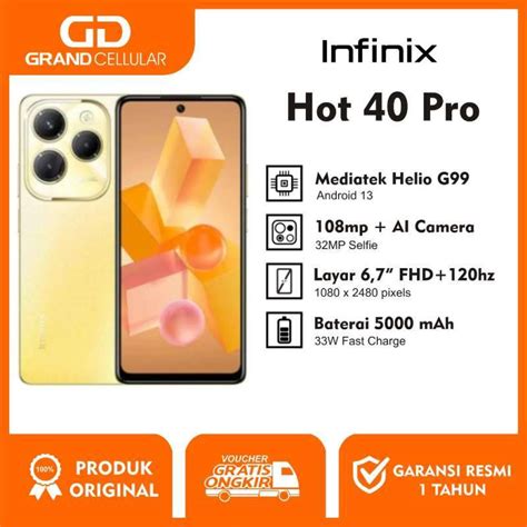 Jual Infinix Hot 40 Pro 12gb Ram 256gb Rom 8gb Ram 256gb Rom Garansi Resmi 12gb Ram 256gb