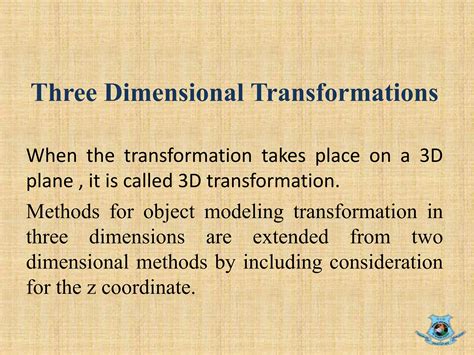3d Transformation In Computer Graphics Pptx 3 D Graphics Computer Software And Applications