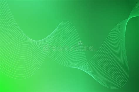 Abstract Green Background With Curved Wavy Lines Vector Illustration