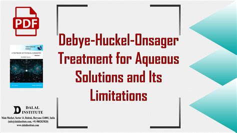 Debye Huckel Onsager Treatment For Aqueous Solutions And Its