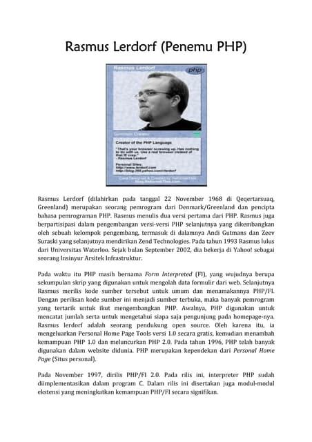 Rasmus Lerdorf Penemu Php Pdf