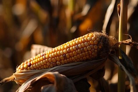 Premium AI Image A Corn On The Cob Sits In A Field