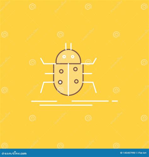 Bug Bugs Insect Testing Virus Flat Line Filled Icon Beautiful Logo Button Over Yellow