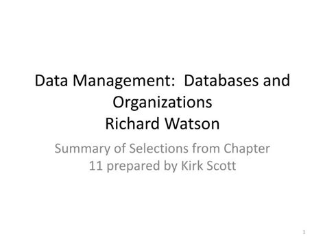 Ppt Data Management Databases And Organizations Richard Watson Powerpoint Presentation Id