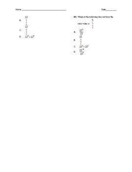 Properties Of Exponents Quiz By Zachary Brown TPT