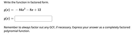 Solved Write The Function In Factored Form