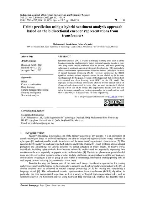 Crime Prediction Using A Hybrid Sentiment Analysis Approach Based On