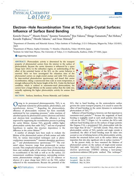 Pdf Electron Hole Recombination Time At Tio 2 Single Crystal Surfaces