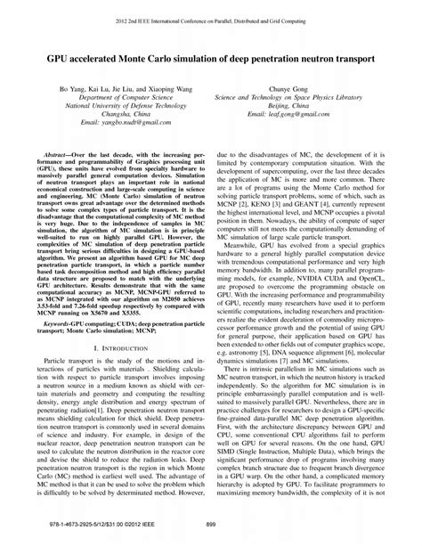 Pdf Gpu Accelerated Monte Carlo Simulation Of Deep Penetration