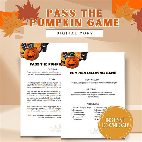 Pass The Pumpkin Game Halloween Printable Left Right Game Etsy
